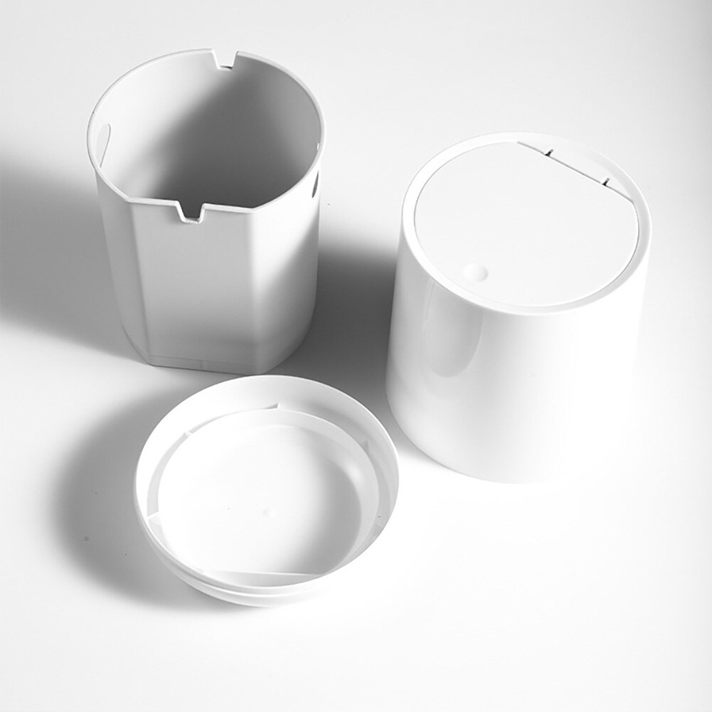 Mini Round Press Lid Trash Can Home Office Desktop... – Grandado