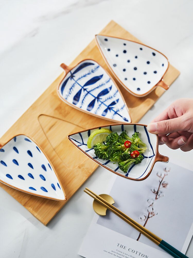 Leaf ceramic plates dessert dishes tableware snack... – Grandado