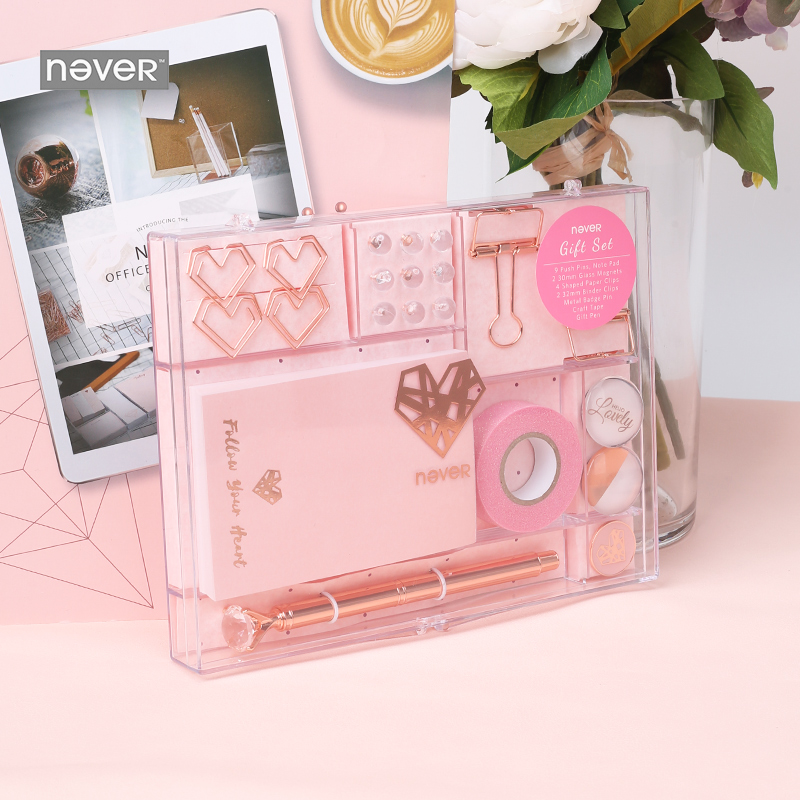 Never Rose Gold Series Stationary Set Metal Pen Me... – Grandado