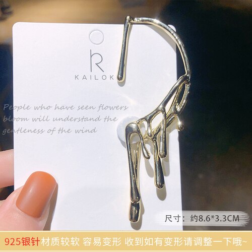 Golden Metal Wax Irregular Lava Metal Ear Cuff Ear... – Grandado