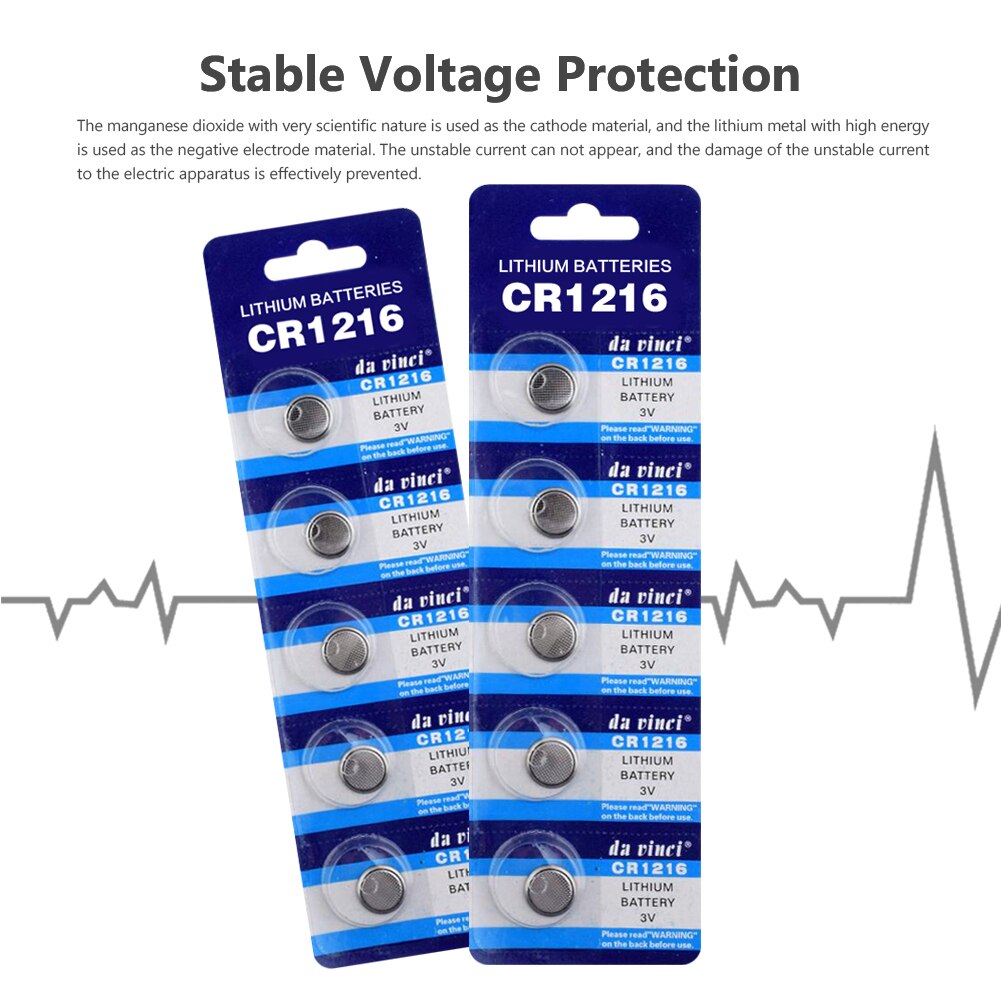 10Pcs 3V Lithium CR1216 Batterij Coin Cellen 1216 ... – Grandado