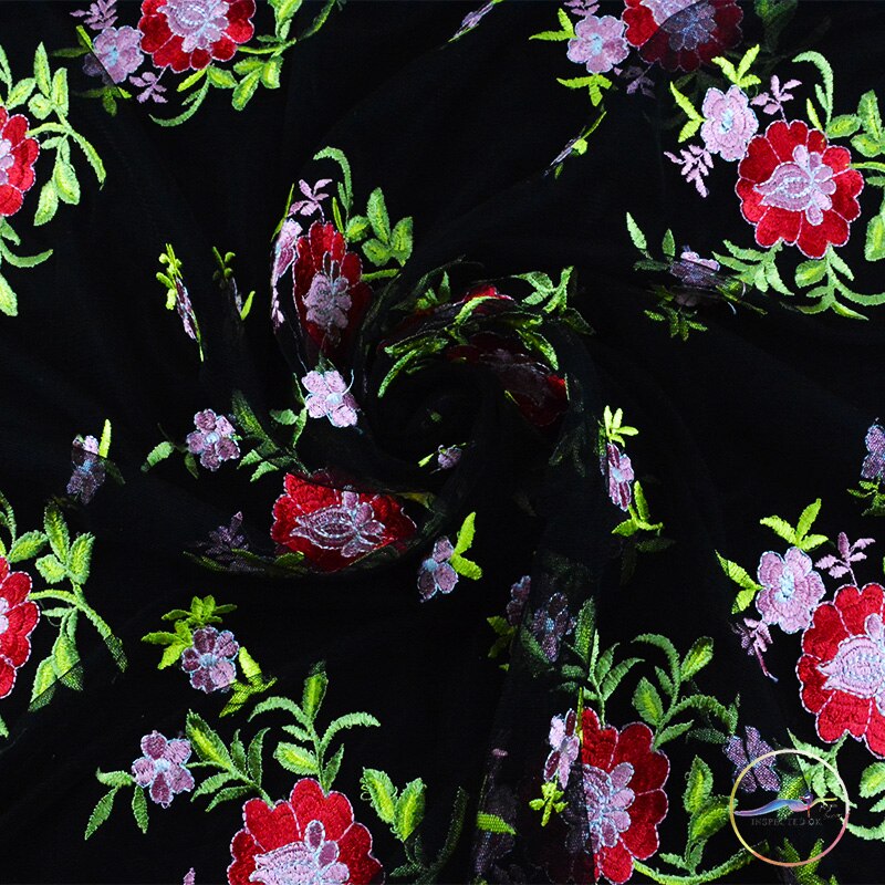 Embroidery 3D flowers mesh lace fabric diy wedding... – Vicedeal