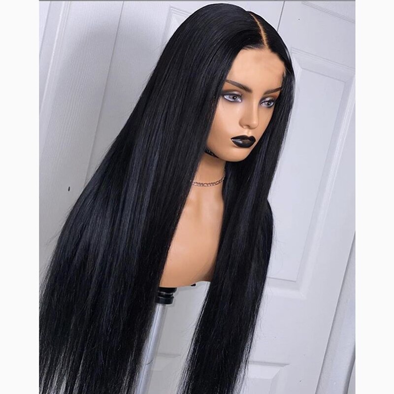 Deep Part Long Straight Black Wig Synthetic Wigs f... – Grandado