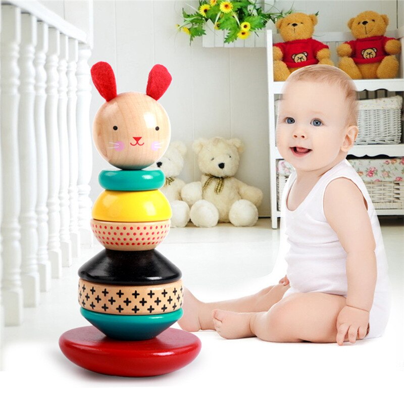 Baby Bunny Tumbler Stacker Kids Children Wooden Bu... – Vicedeal