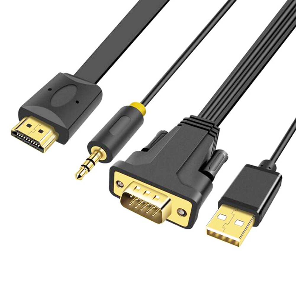 1M 1.8M 3M 5M 15Pin VGA Male met USB Voeding 3.5mm... – Grandado
