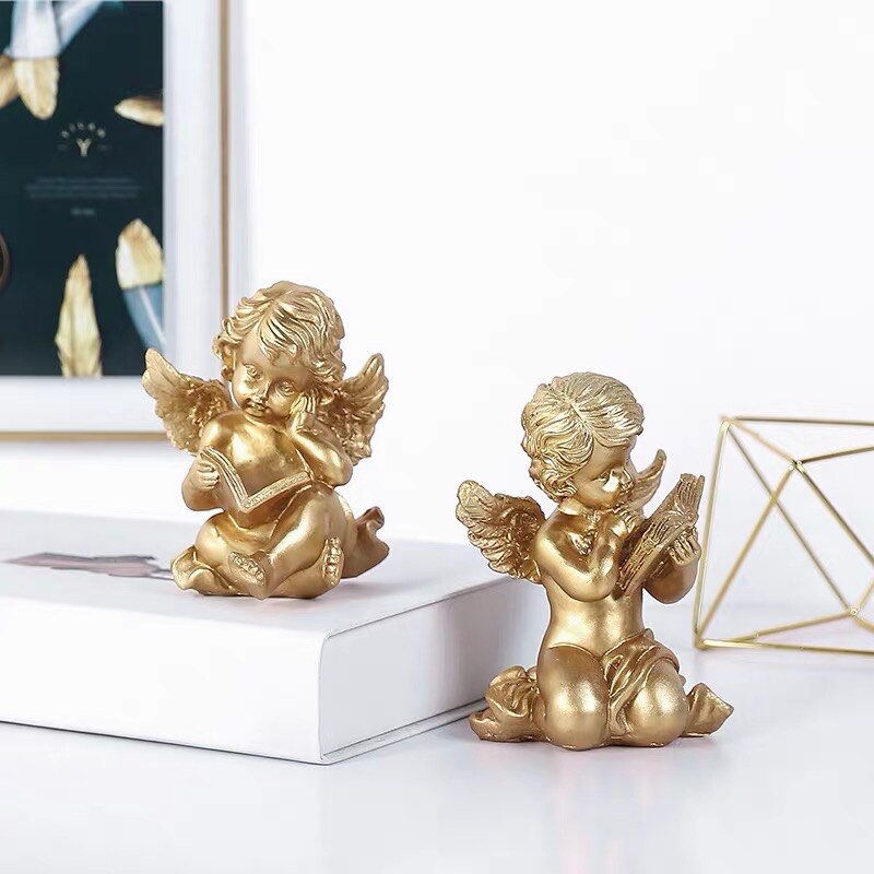 Nordic Golden Angel Character Statue Crafts Deskto... – Grandado