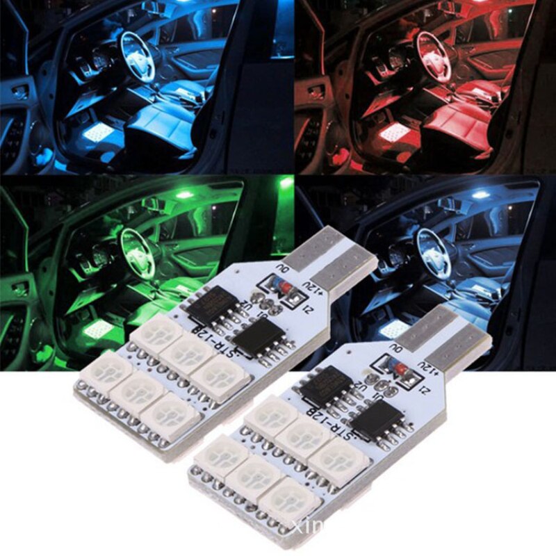 2pcs HA CONDOTTO Le Luci Auto T10 5050 RGB Auto La... – Grandado