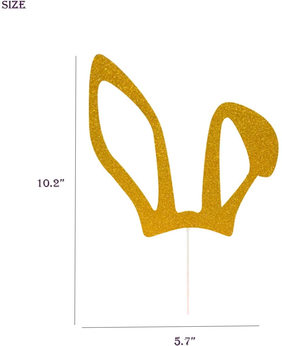 Gold Glitter Easter Bunny Ears Cake Toppers Easter... – Vicedeal