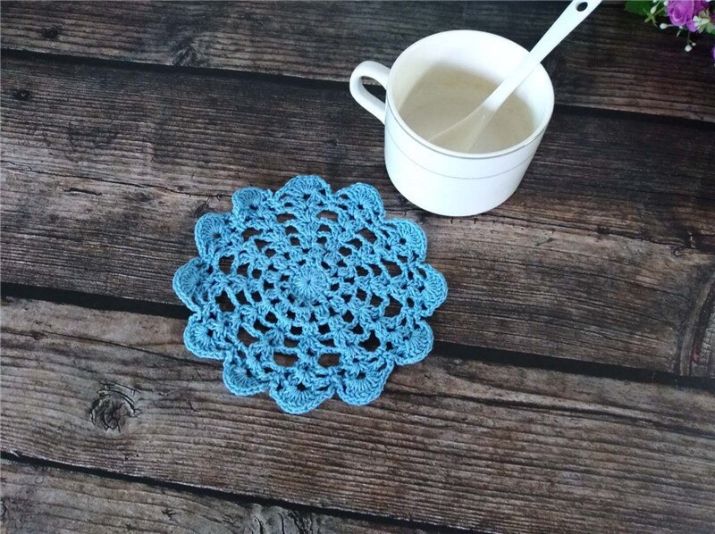 13CM Round Modern Crochet Floral Pattern Placemat ... – Grandado