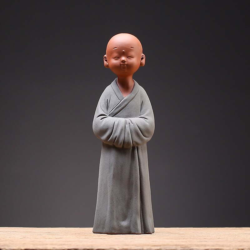 Modern art ceramic little monk statue Purple Clay ... – Vicedeal