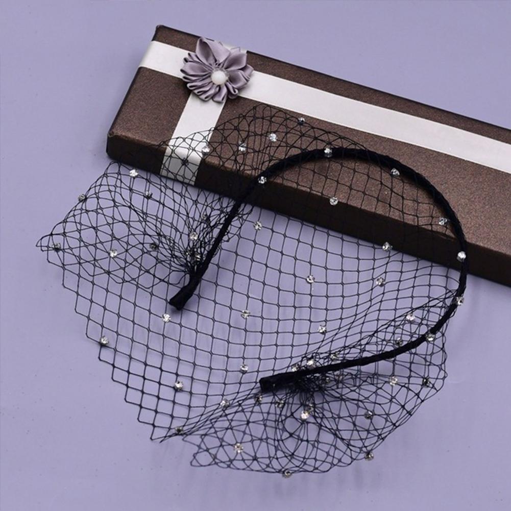 Black Veil Headband White fascinator birdcage Veil... – Vicedeal