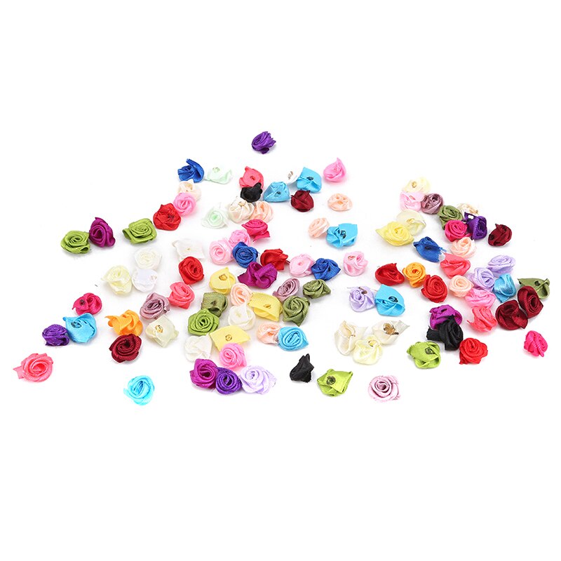 100pcs 10mm Mix Color Small Rose Flower Mini Handm... – Grandado