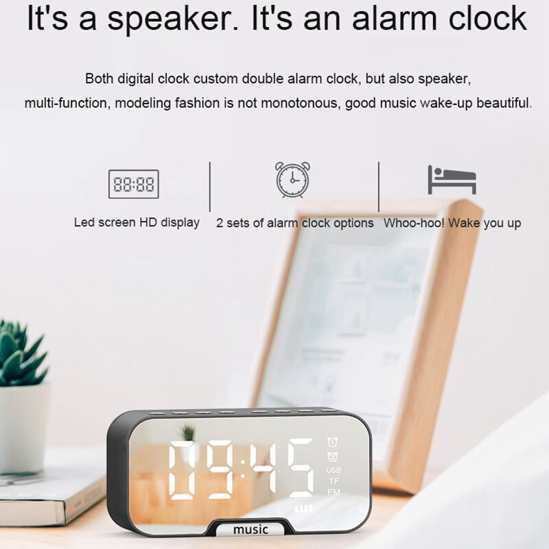 Drahtlose Bluetooth LED Spiegel Wecker Multi Funkt... – Grandado