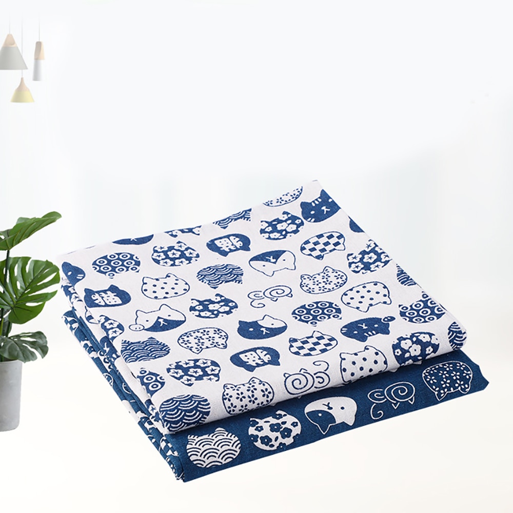 Lychee Life Cat Print Fabric Organic Cotton Fabric... – Grandado