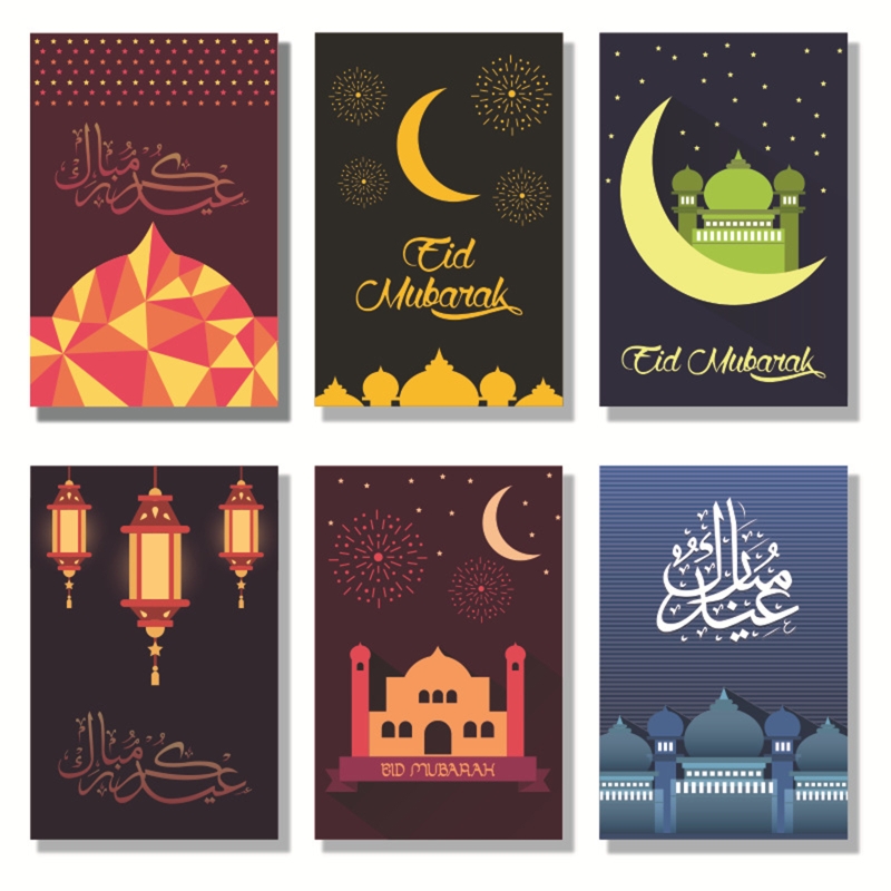 Eid Mubarak Greeting Cards 6pcs Moon Castle Paper ... – Vicedeal