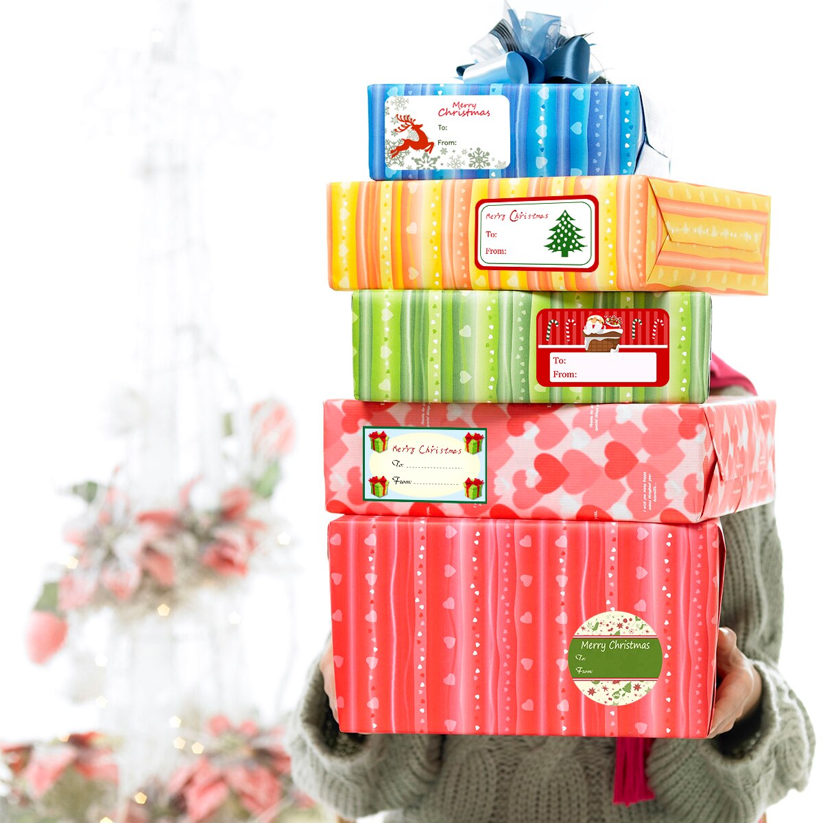 144 Kerst Zelfklevende Tag Stickers 24 Diverse Ont... – Vicedeal