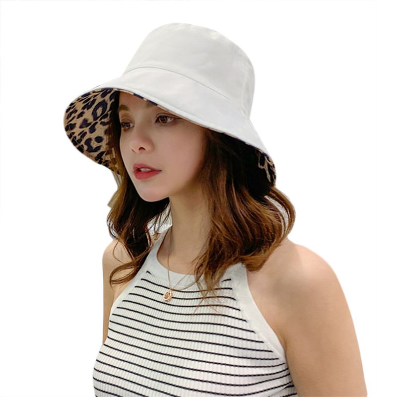 Women Summer Leopard Print Bucket Hat Reversible W... – Vicedeal