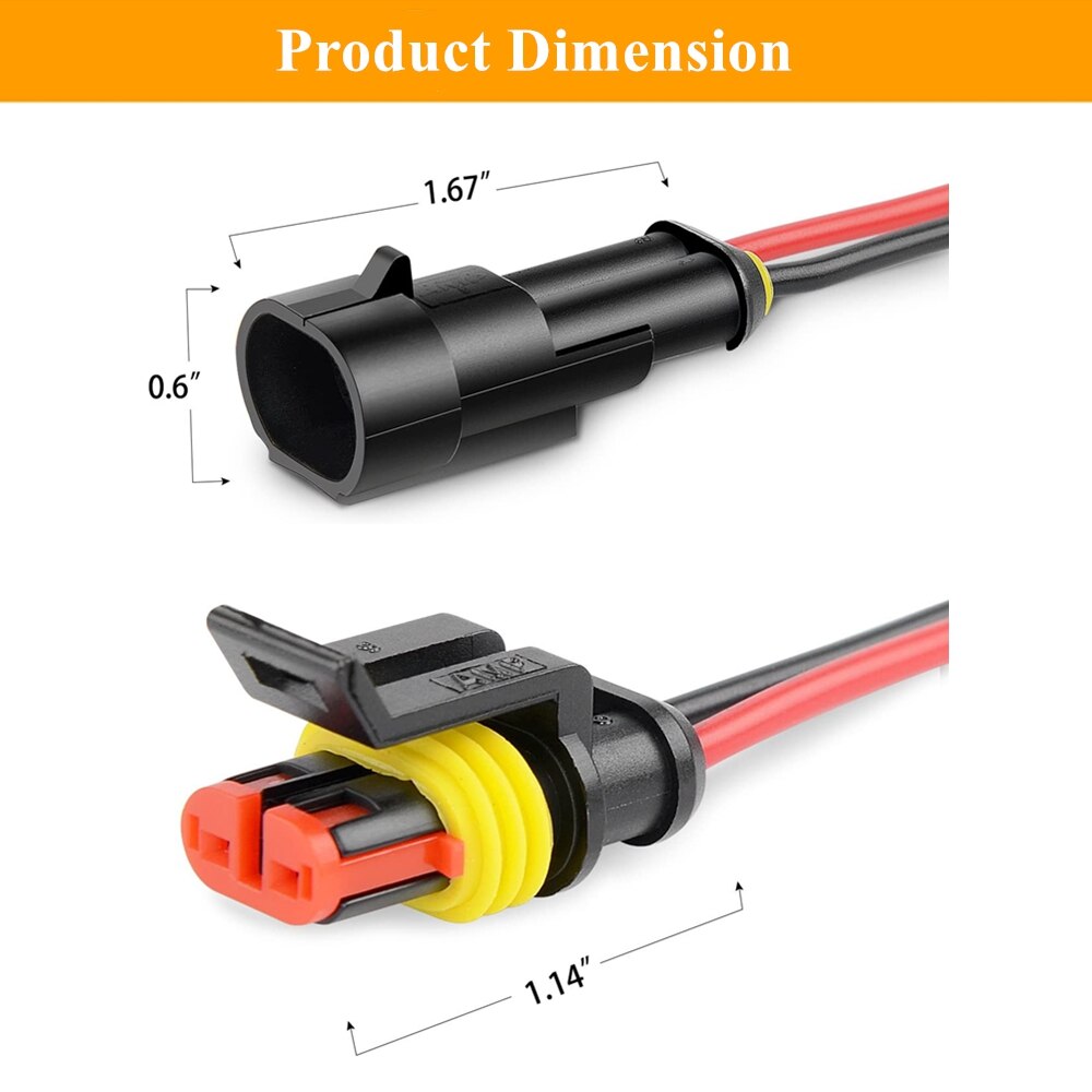 Becar 5/10/15/20 Packs 2-Pin Way 16awg Waterdichte... – Vicedeal