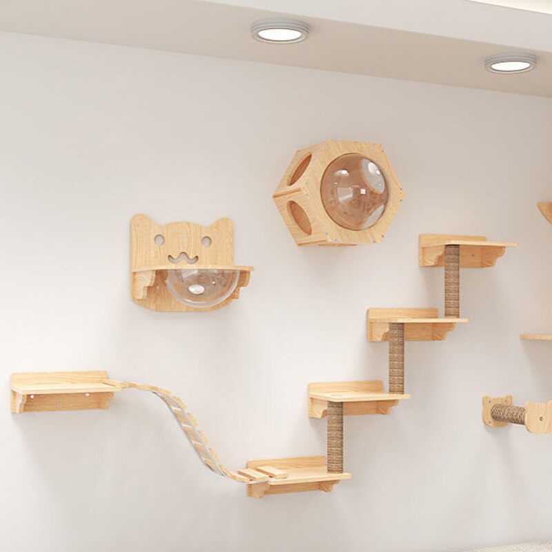 Solidwood Kat Klimrek Muur Type Diy Sisal Krabpale... – Grandado