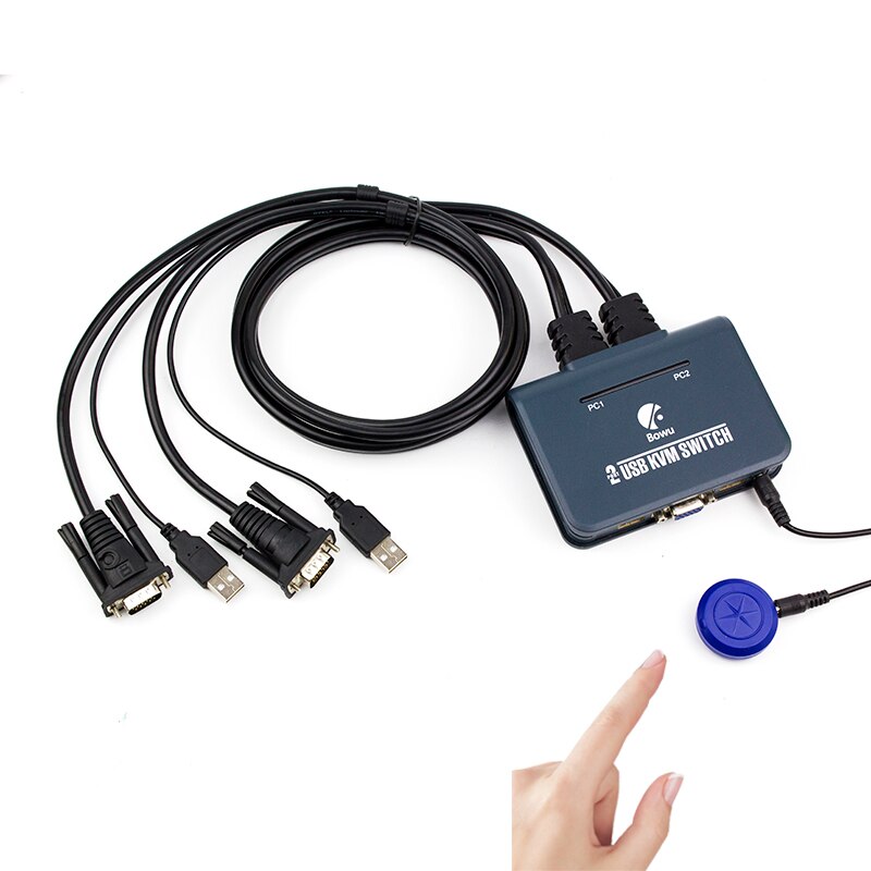 2 Ports Vga Kvm Switch With Cable Vga Usb Converte Grandado