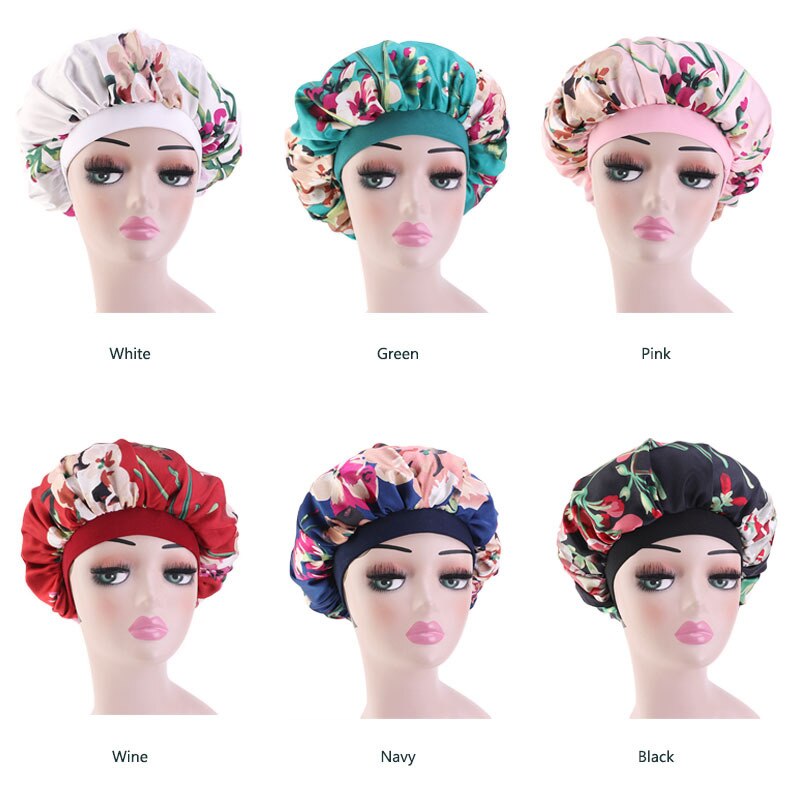 6 Colors Satin Bonnet Salon Night Hair Hat for Nat... – Grandado