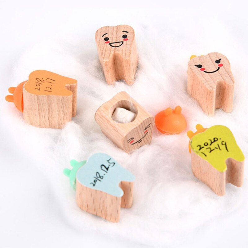 XXFE Wooden Baby Teeth Box Tooth Shape Deciduous T... – Grandado