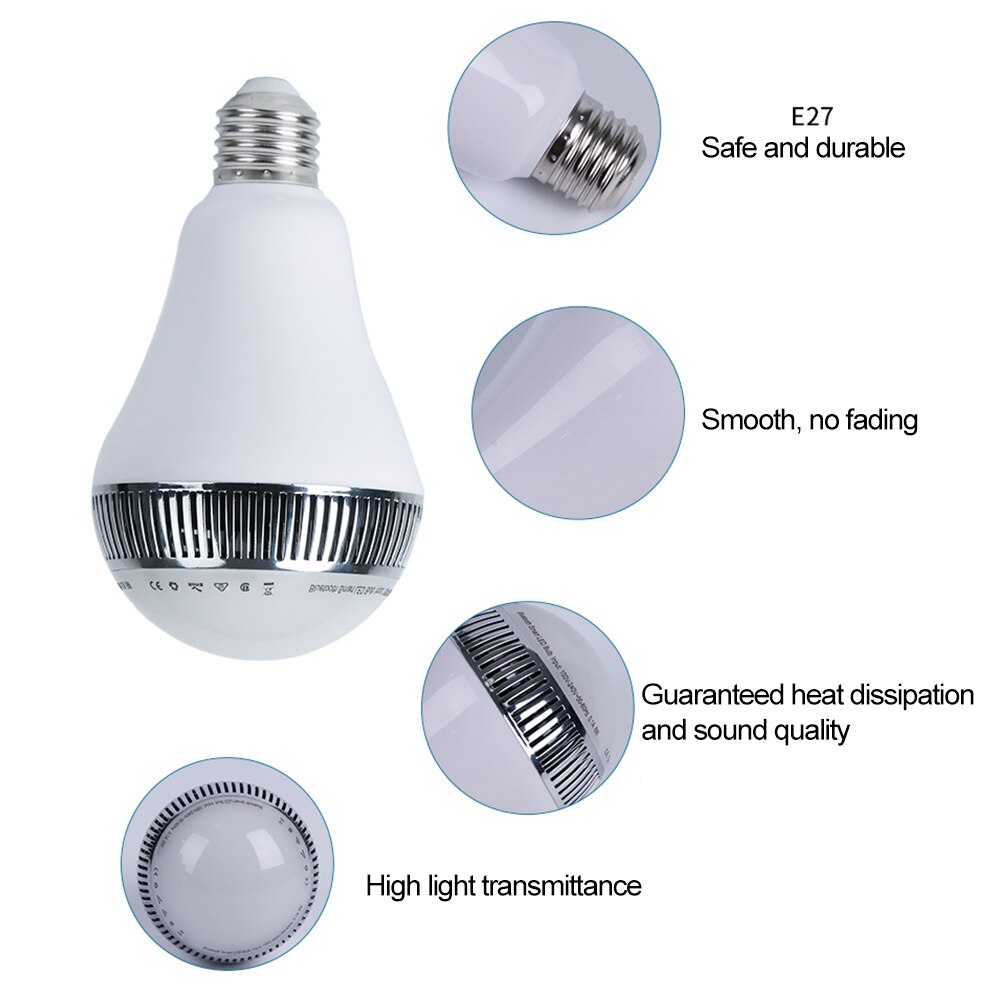 Smart RGB E27 Lamp Bluetooth 4.0 Audio Speakers La... – Vicedeal