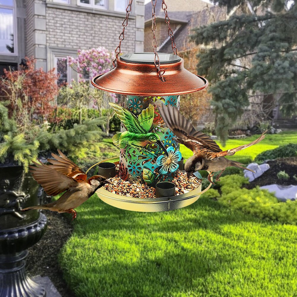 Metal Bird Feeders Outdoor Hanging Solar Lawn Lant... – Vicedeal