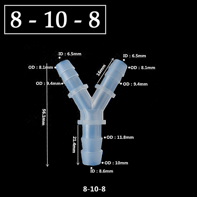 10Pcs 4~8mm to 6~12mm Y-Type Reducer Tee Connector... – Grandado