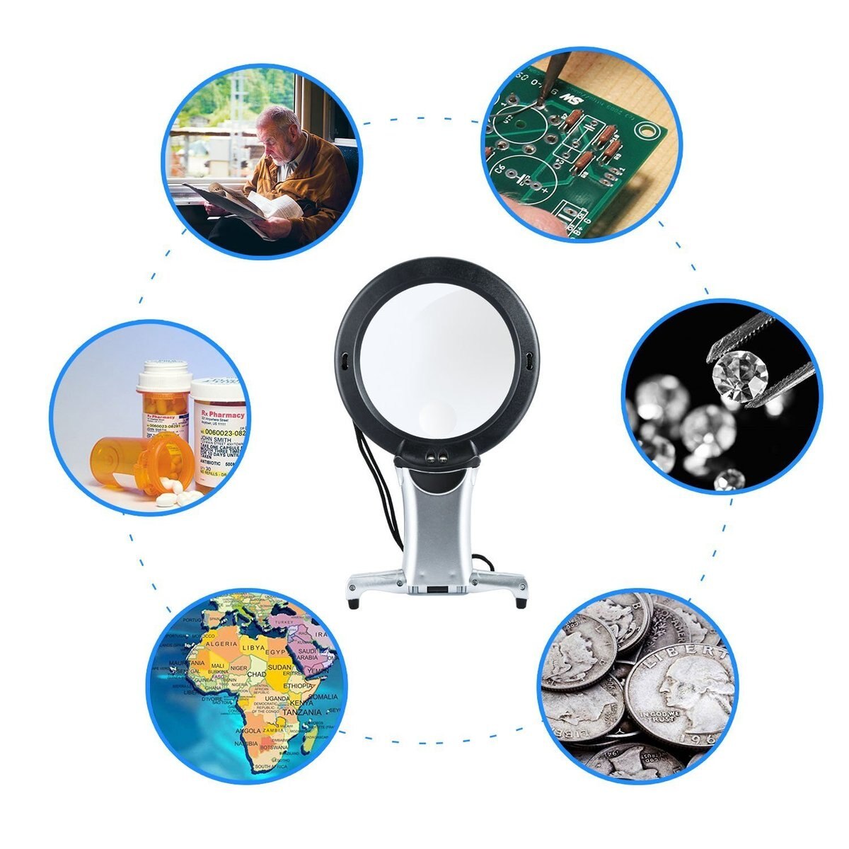 Hands Free LED loupe Lighted Reading Magnifier Nec... – Grandado