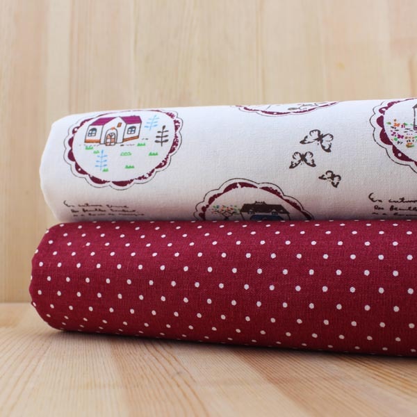 2 Cotton Linen fabric "Red" Dot Cartoon house Fat ... – Grandado