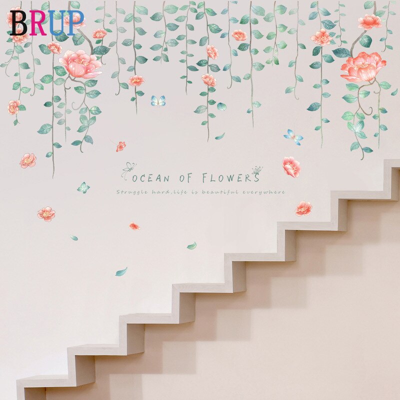 Nordic Style Flower Vines Wall Stickers for Living... – Vicedeal