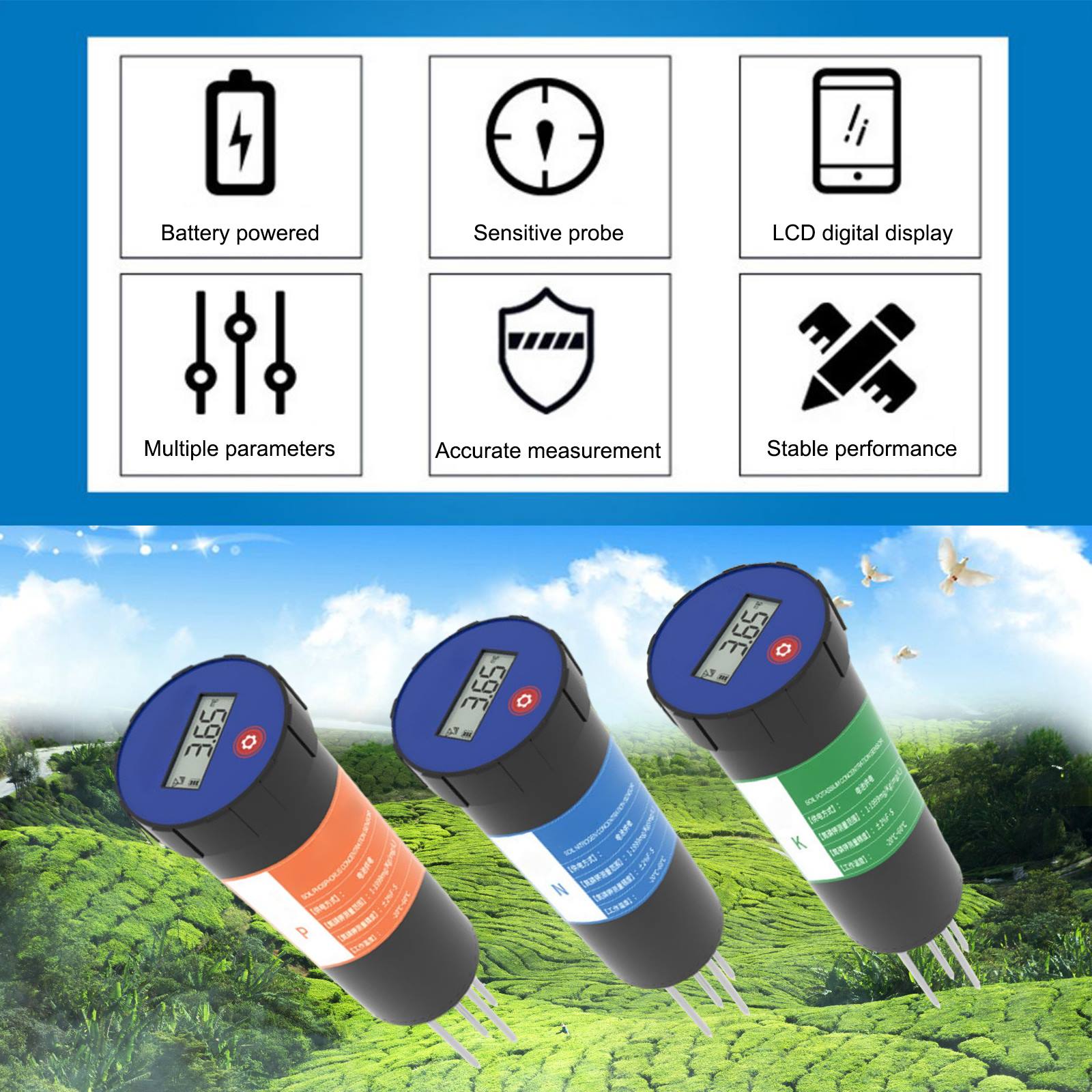 LCD Digital Display Soil N.P.K. Tester 1-1999mg/kg... – Grandado