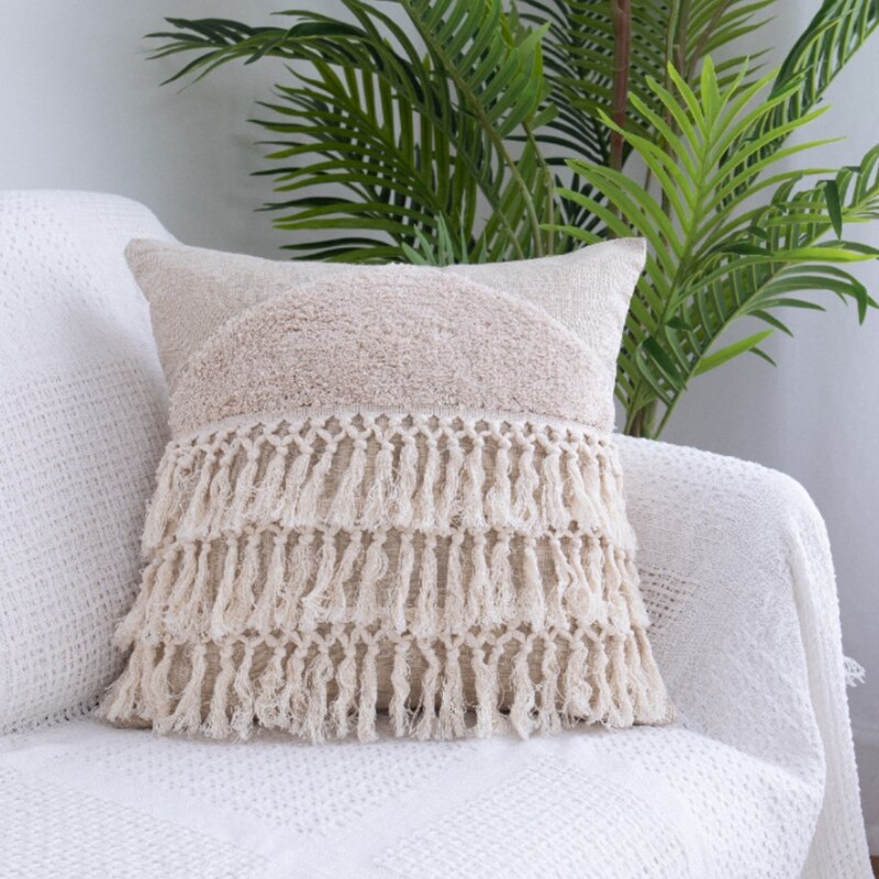 Boho Embroidered Ethnic Tufted Pillow Cotton Woven... – Grandado