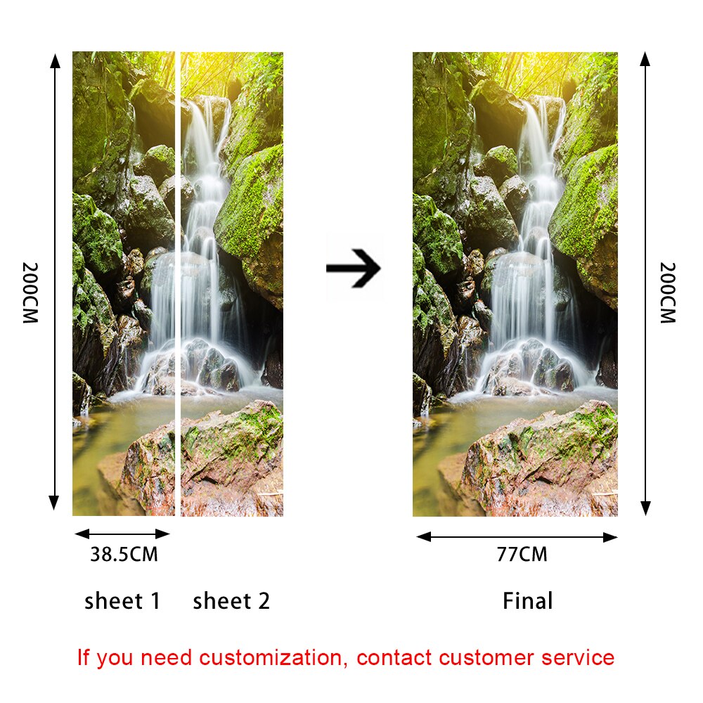 Forest Waterfall Scenery DIY Door Stickers Home De... – Grandado