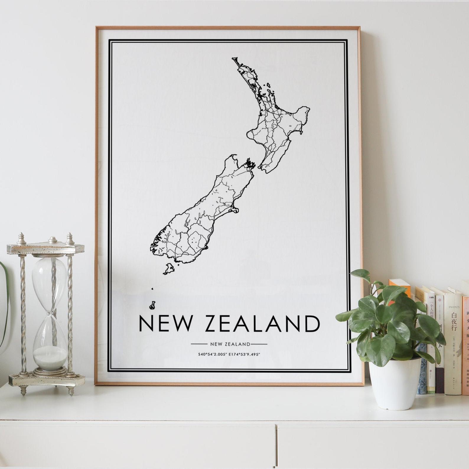 Zealand country Road map Nordic Living Room Decora... – Vicedeal