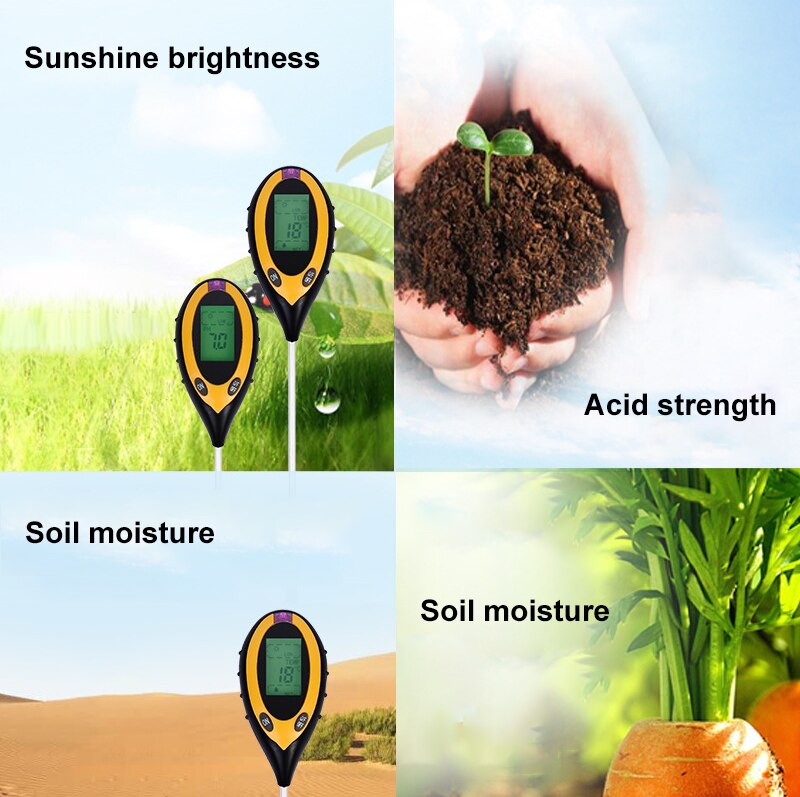 PRACMANY 4 In 1 Digital PH Meter Soil Moisture Mon... – Grandado