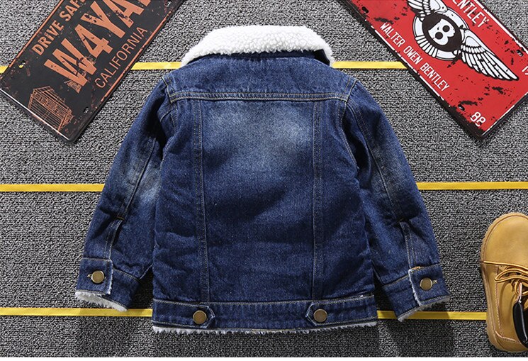 Boys denim coats winter kids thick velvet outerwea... – Vicedeal