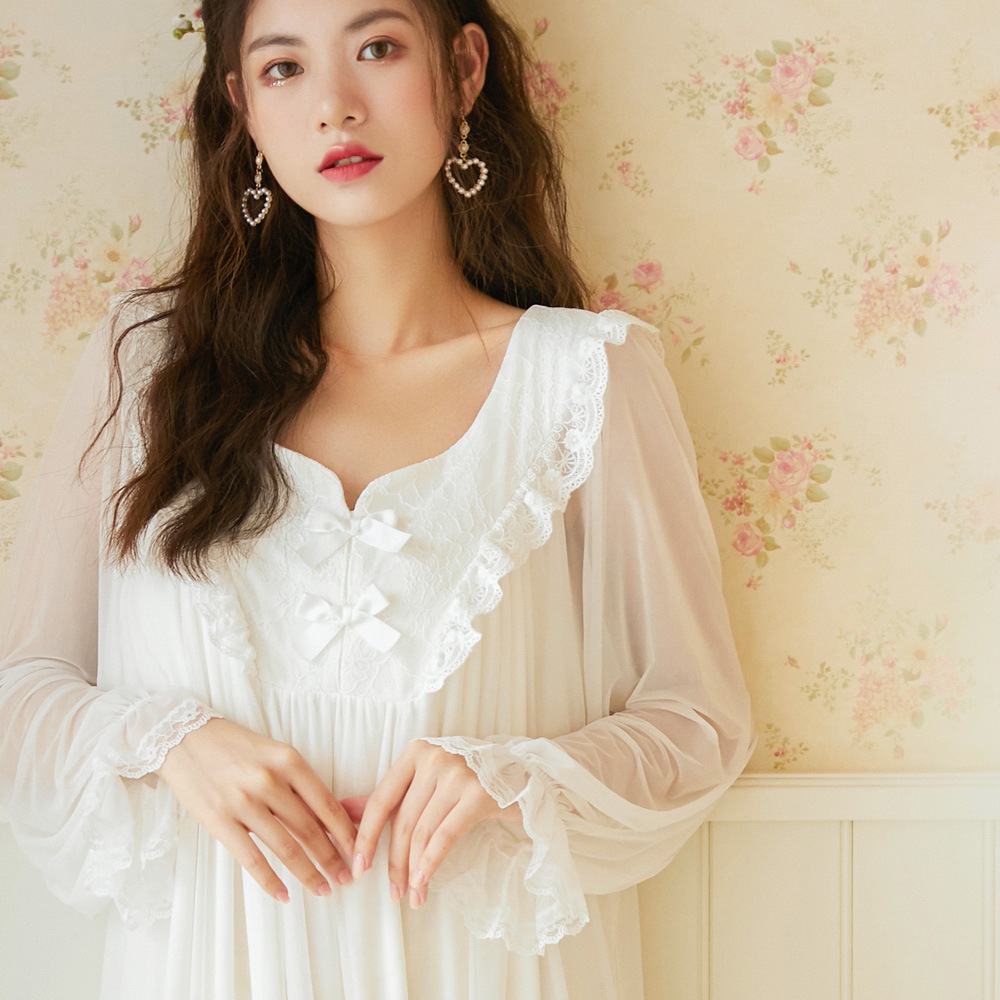 Victorian Night Dress Women Fairy Sleep Gown White... – Grandado