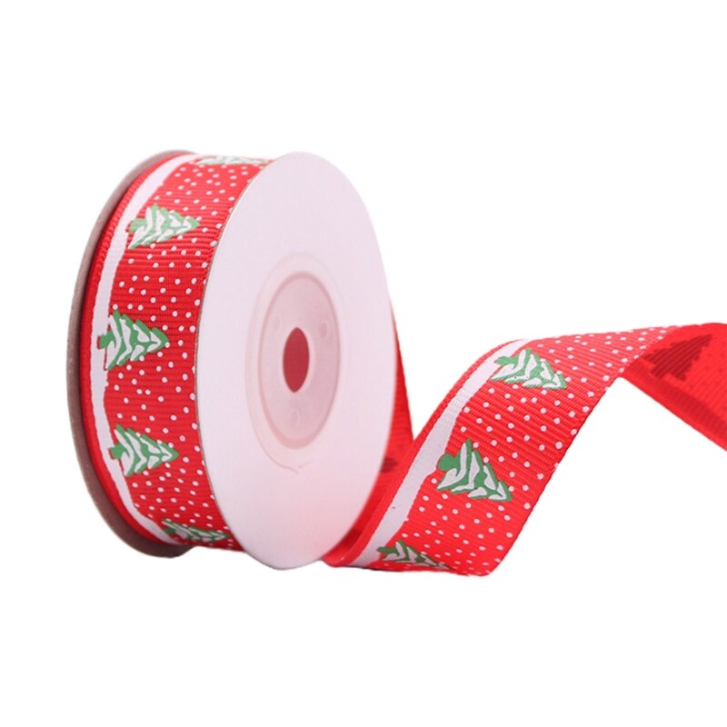 10 ruller 10 yards 20mm juletræ snefnugtryk rødt g... – Vicedeal