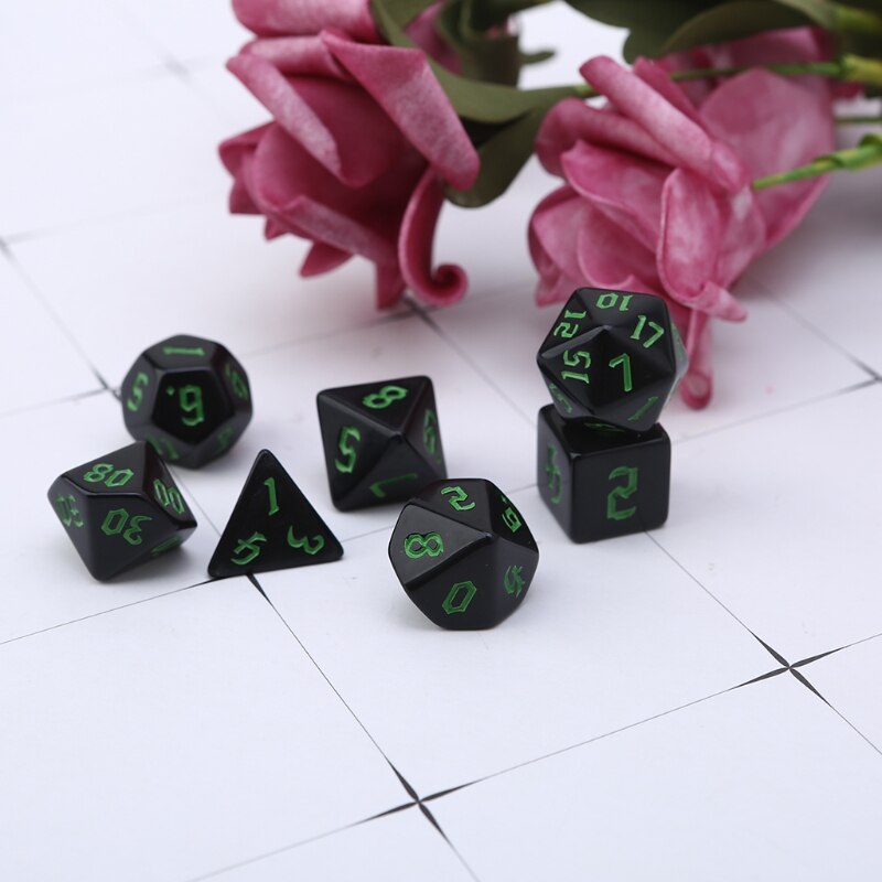 7 Pcs Resin Polyhedral Dices Numbers for DND RPG M... – Grandado