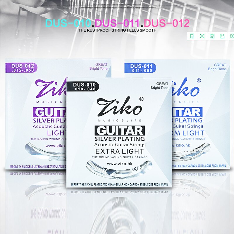 Ziko dus serie akustiska gitarrsträngar 010-048 01... – Grandado