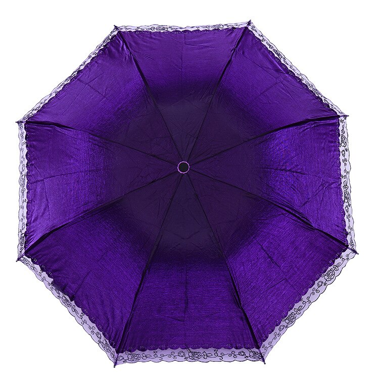 Lace Edge Colors Pongee Three folding Umbrella Adu... – Grandado