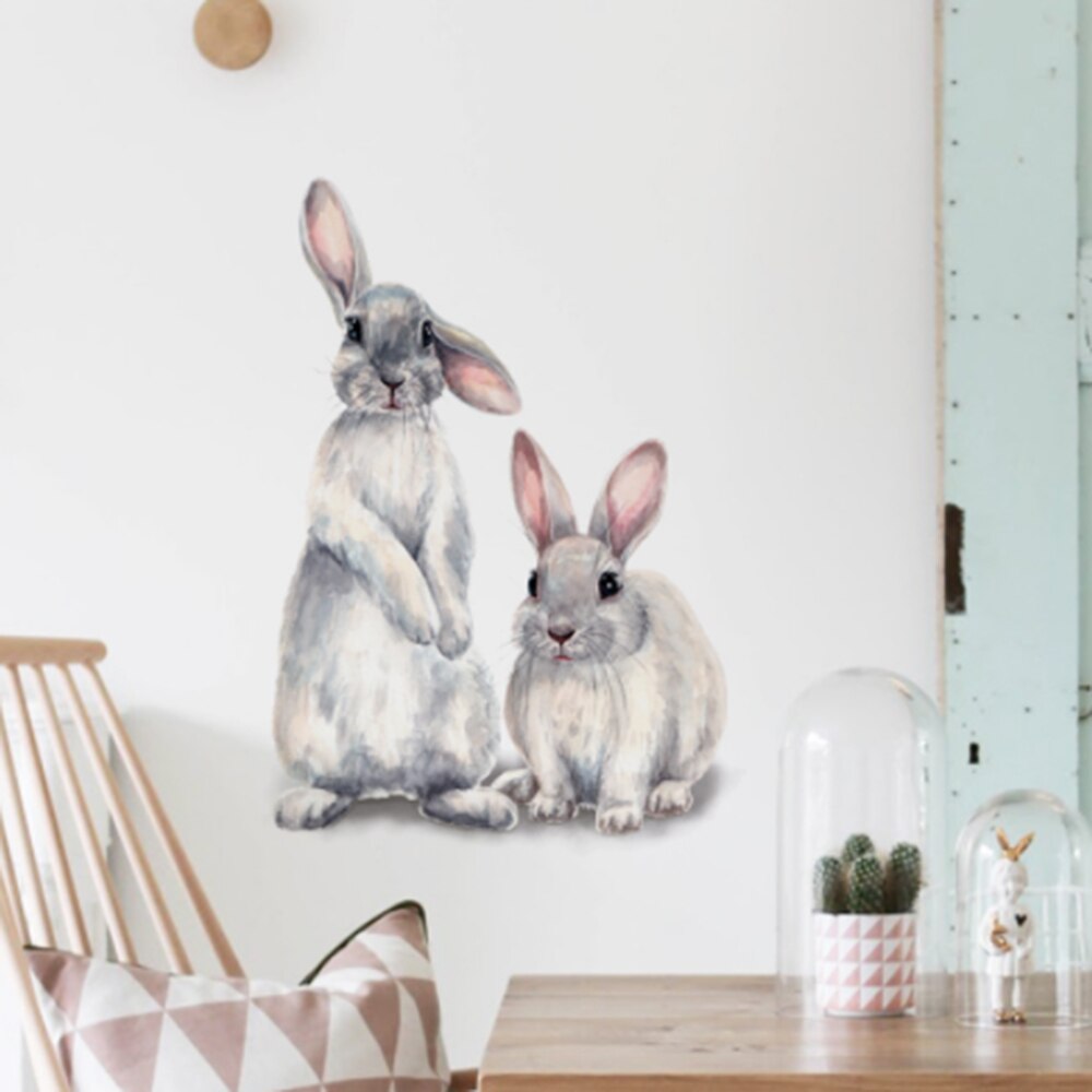 Two Cute Rabbits Wall Sticker Children's Kids Room... – Vicedeal