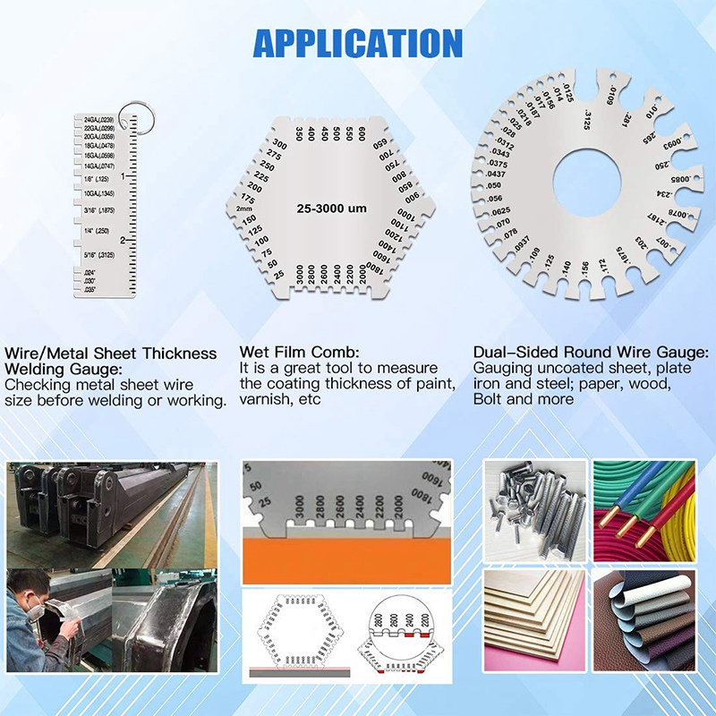 3 Pcs Stainless Steel Welding Gauge Set Wet Film C... – Grandado