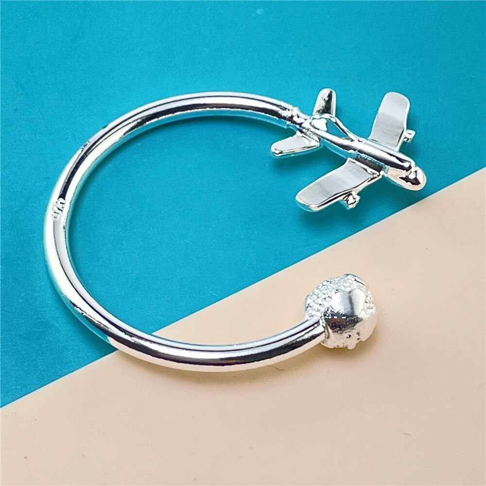 925 Silver Keychain Airplane Shape Simple Keychain... – Grandado