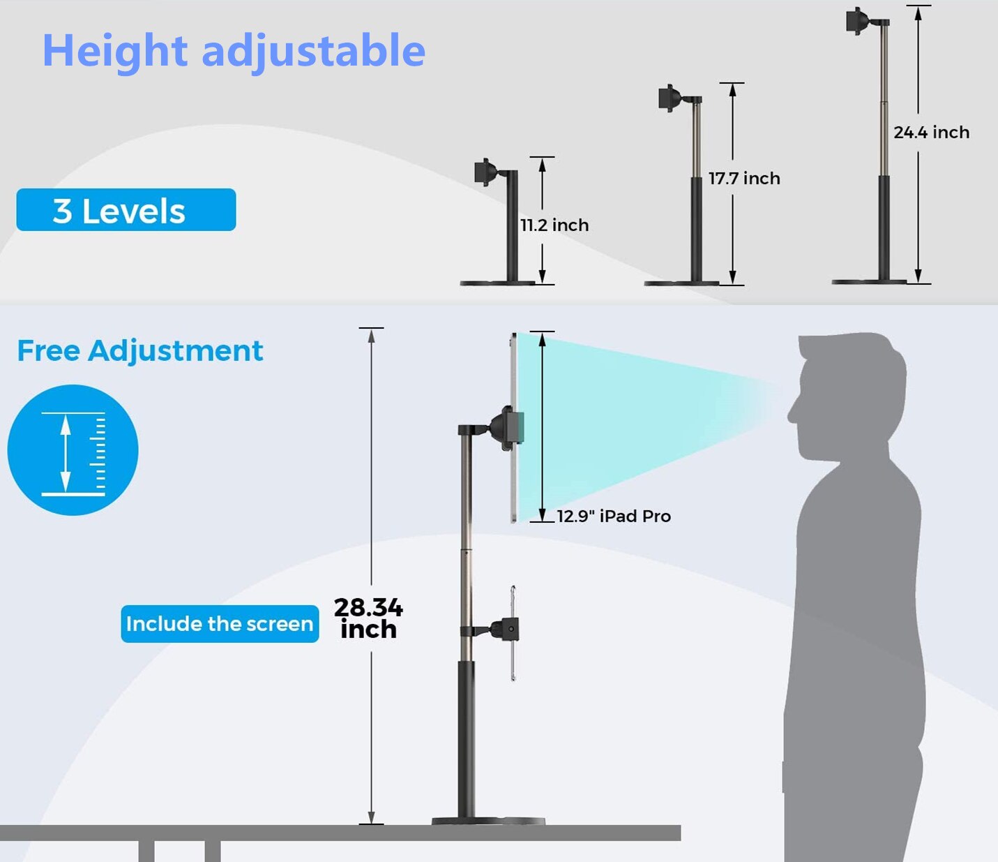 Tablet Stand Holder with Phone Mount, Height Adjus... – Vicedeal