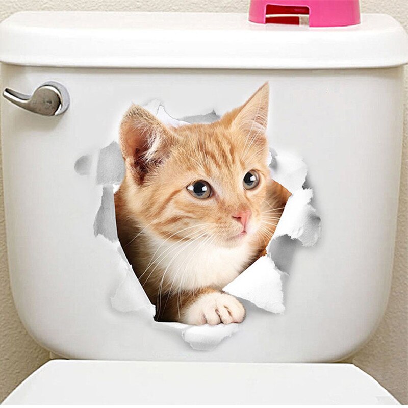Funny Cat Broke A Hole Pattern Toilet Stickers For... – Grandado