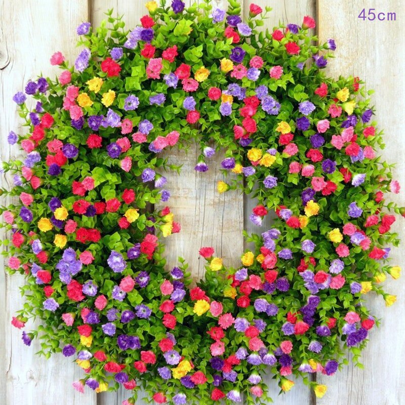 45cm Colorful Flower Wreath Simulated Wreath Sprin... – Grandado