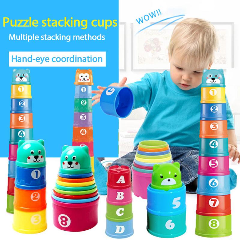Baby Stacking Cup Color Rainbow Stacking Ring Towe... – Vicedeal